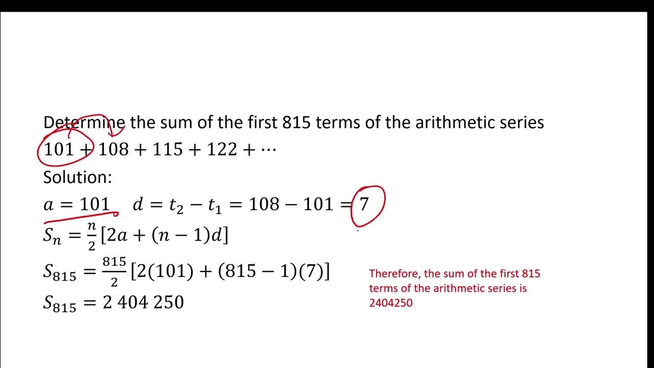Grade 11 Functions MCR3U Lesson 9.040 Arithmetic Series - YouTube