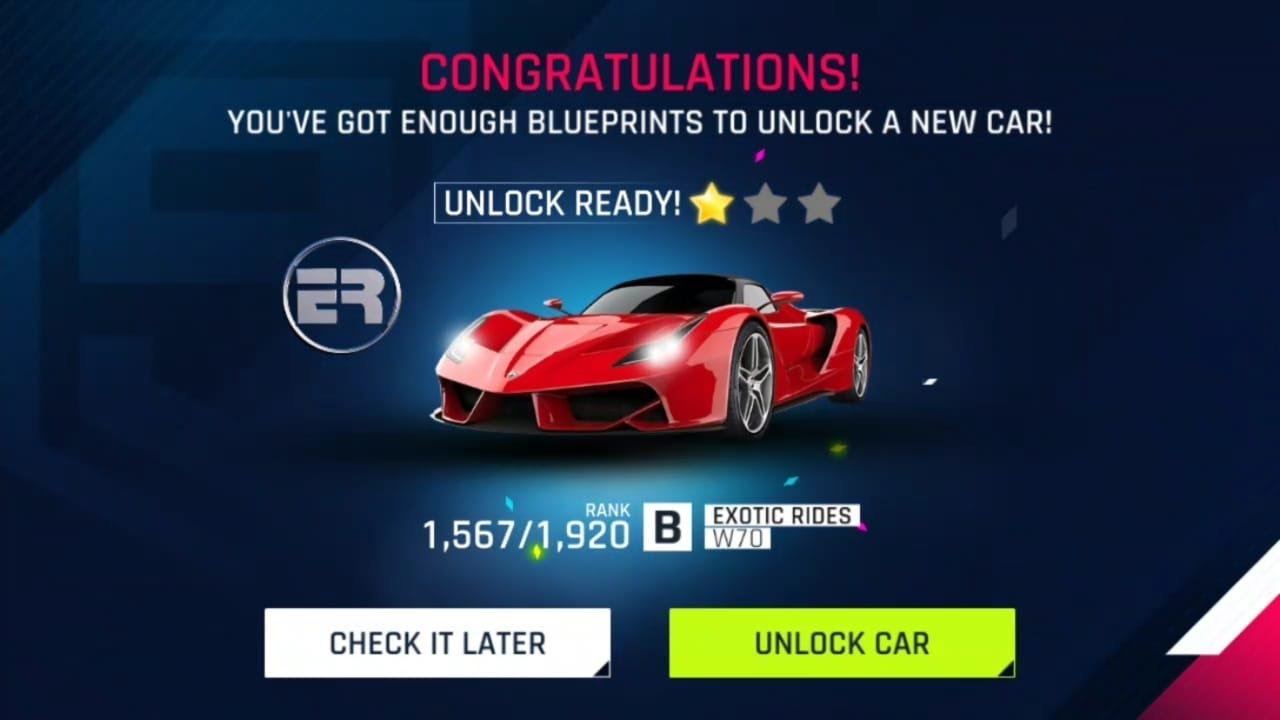 EXOTIC RIDES W70 UNLOCKING asphalt 9 - YouTube