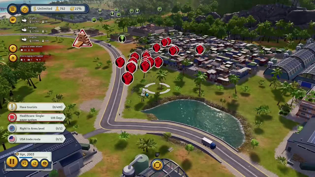 Tropico 6 massive uprising 200+ rebels attack - YouTube