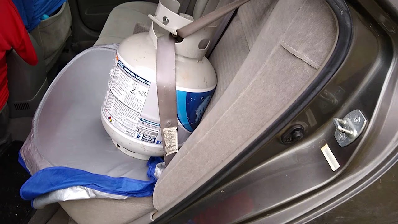 How to carry propane tank in the car - YouTube
