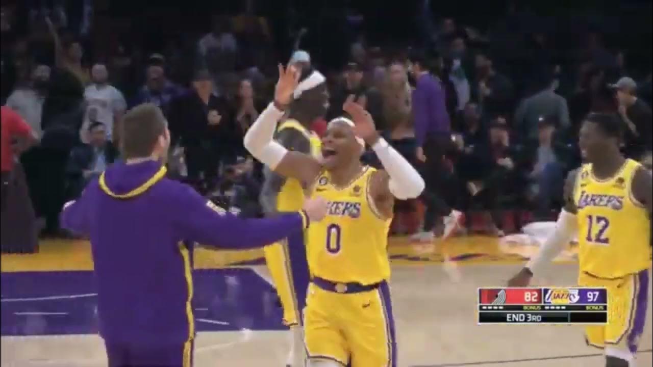 Russel Westbrook hits a halfcourt buzzer beater🔥🔥🔥 Lakers Vs Portland Nov.30 2022 - 2023 Season ...