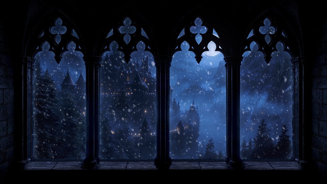 Moonlit Castle Window – Gentle Snowfall and Wind for Sleep & Mental ...