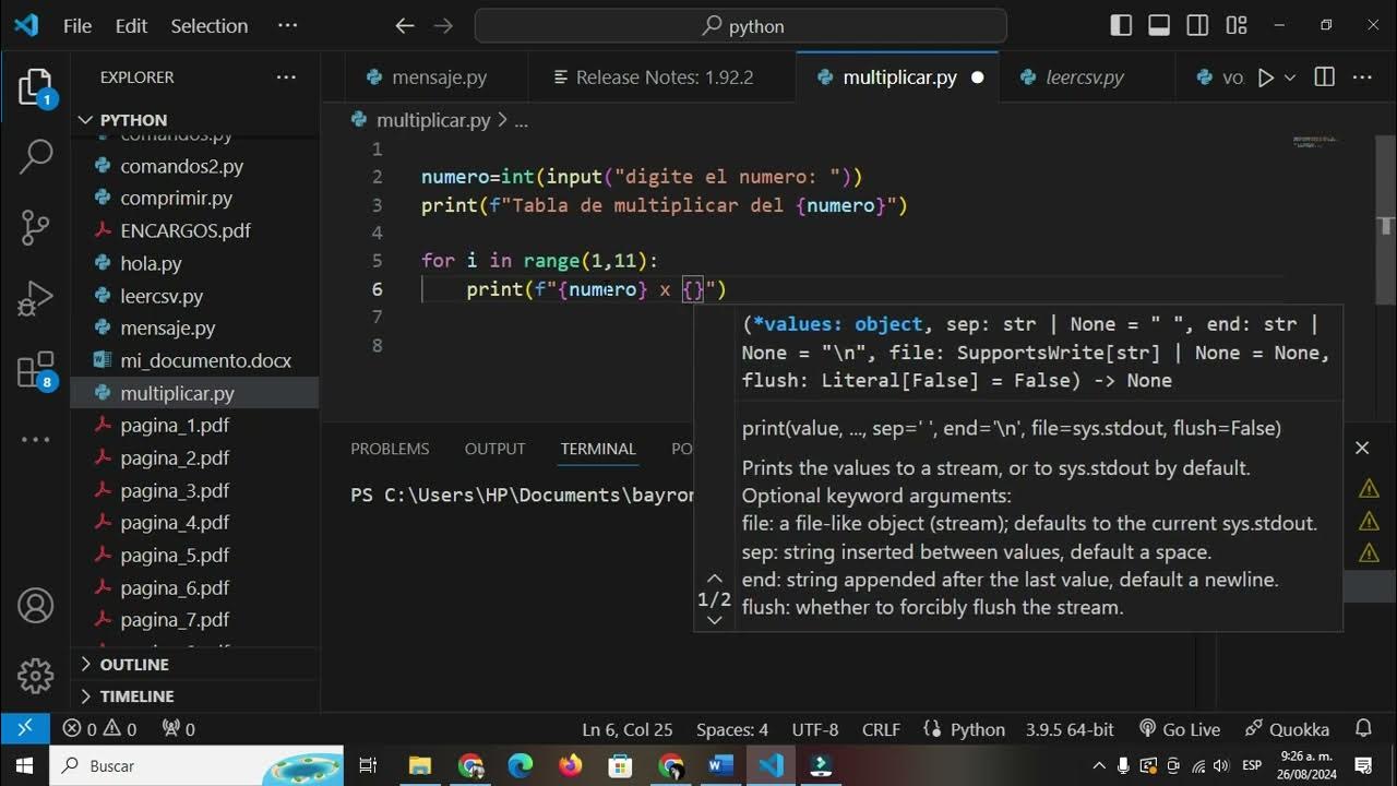 Python. Tablas de multiplicar. - YouTube