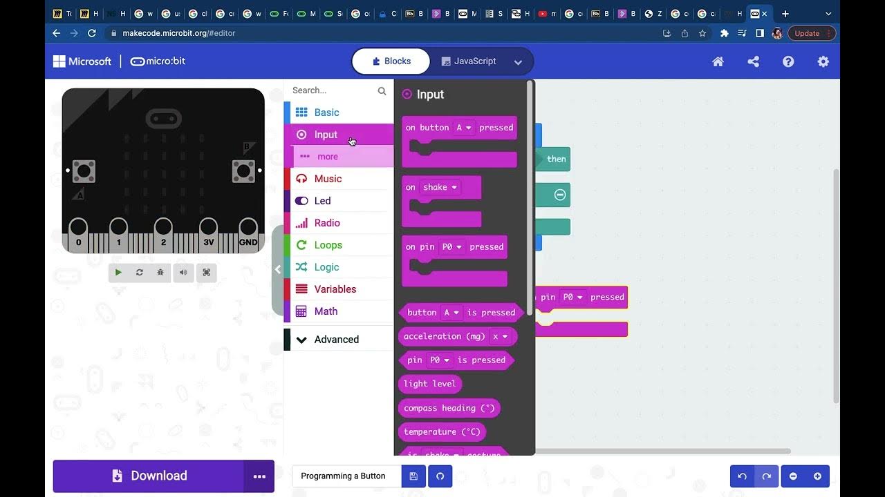 Programming an external button (P0) for Micro:Bit on MakeCode - YouTube