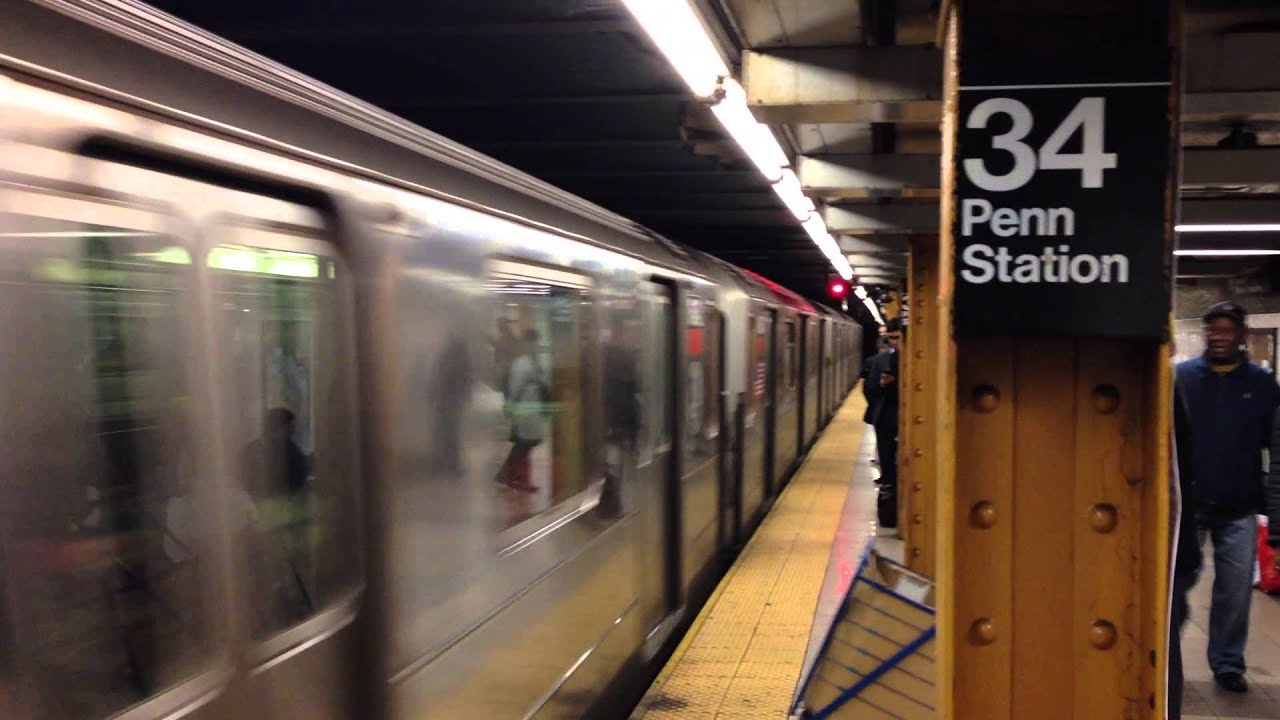 MTA NYCT IRT Bombardier R62A 96th Street Bound 1 train entering 34th ...