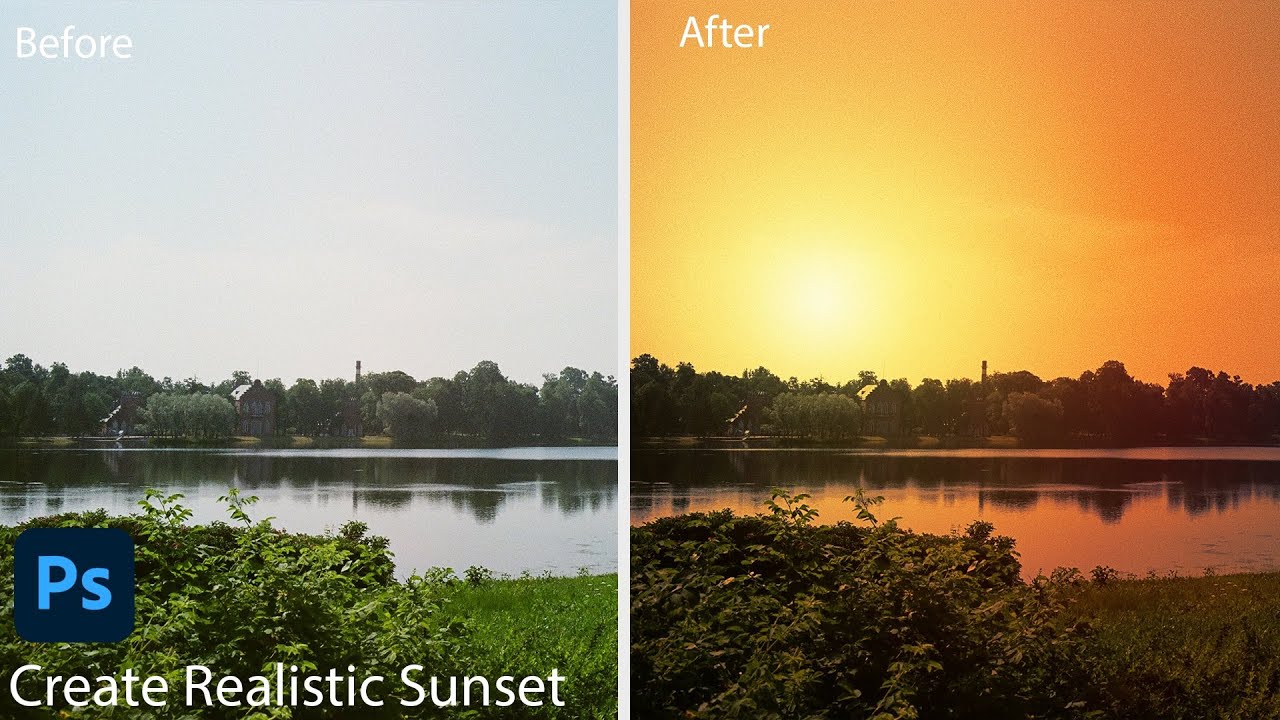 Create a realistic sunset effect in photoshop - YouTube