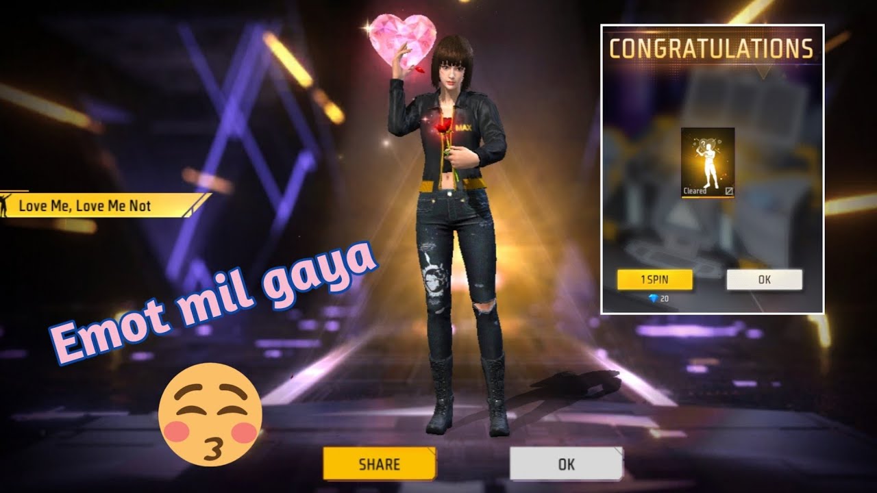 Free Fire Max ,New Valantine emot, emot royal, Love Me Love Me not emot ...