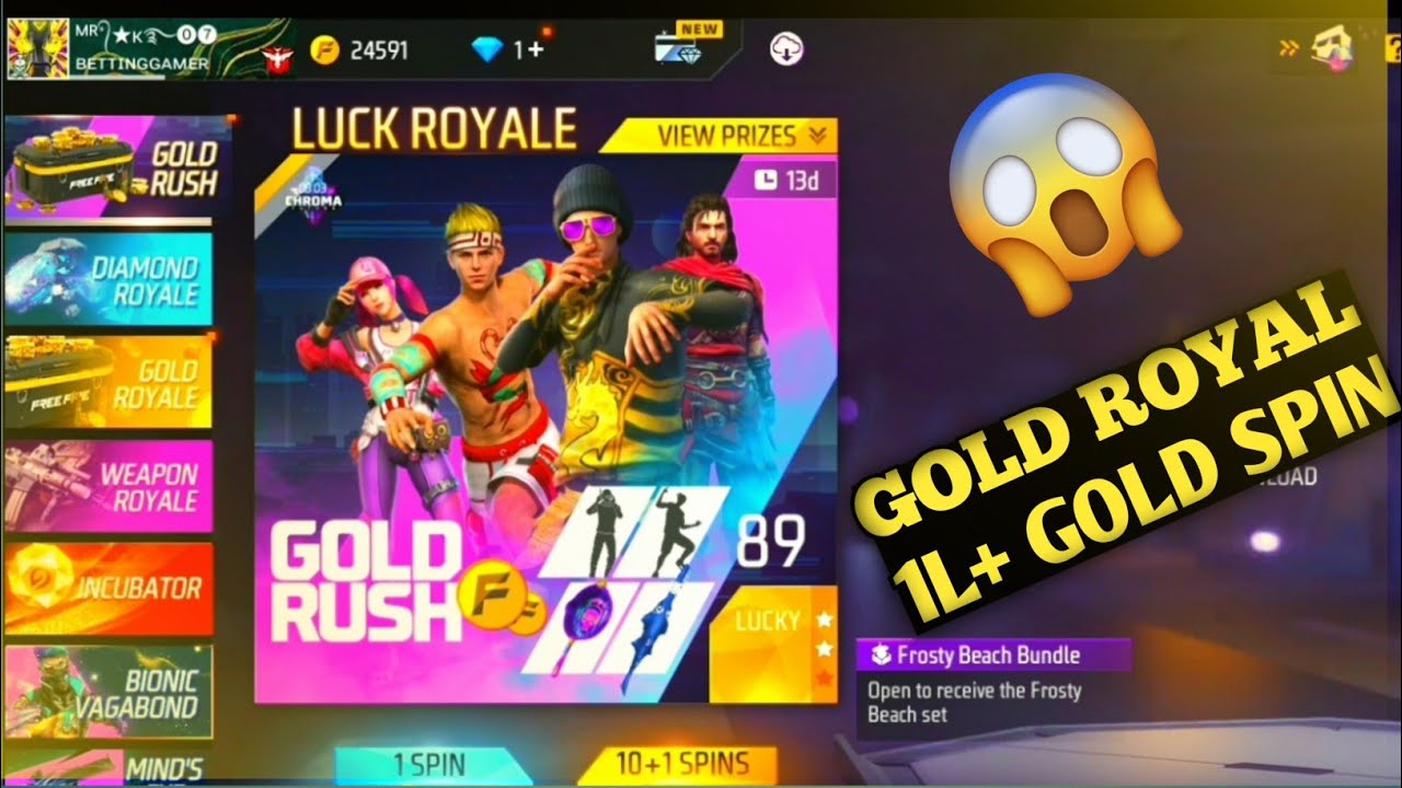 Gold rush event 1l+ gold spin|| luck roya - YouTube