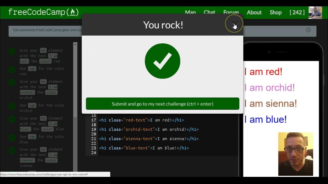Use RGB to Mix Colors, freeCodeCamp review html & css, lesson 56 - YouTube