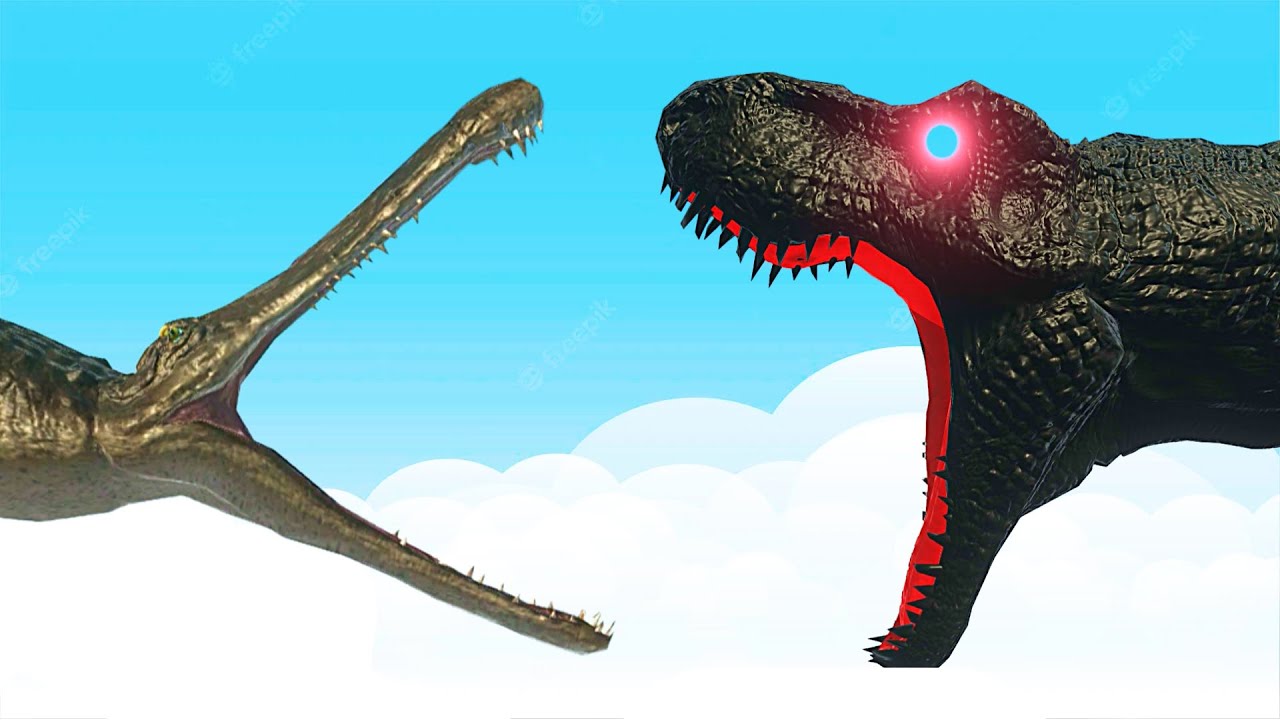 BLACK TREX vs 3 Machimosaurus Rex, Dinosaurs Fighting, Jurassic World ...