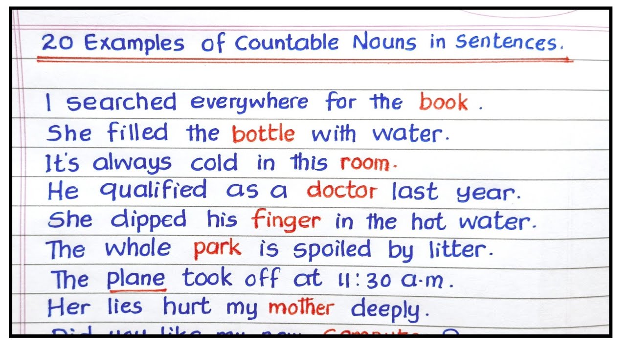 Countable Nouns | Examples of countable nouns | Sentence making with ...