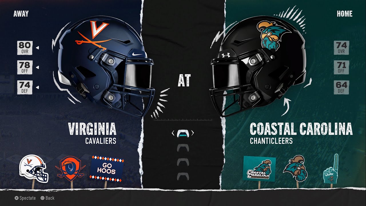 Virginia vs Coastal Carolina Week 4 Simulation 2024 Season - College ...