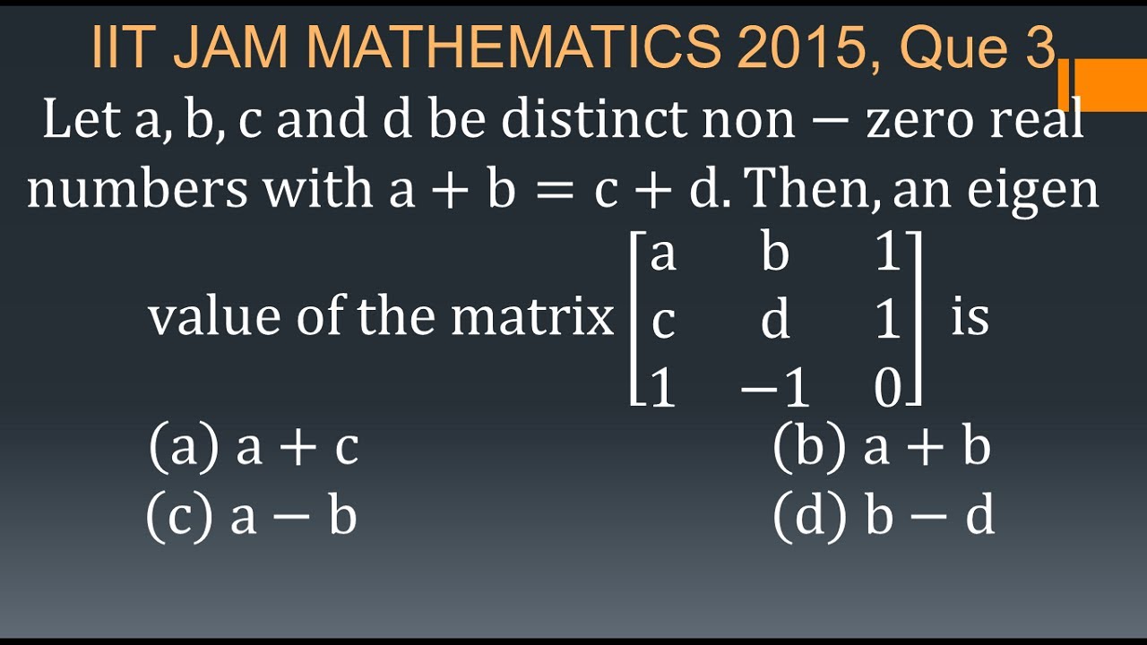 IIT Jam Mathematics 2015 Previous Year Question Papers Solutions - YouTube