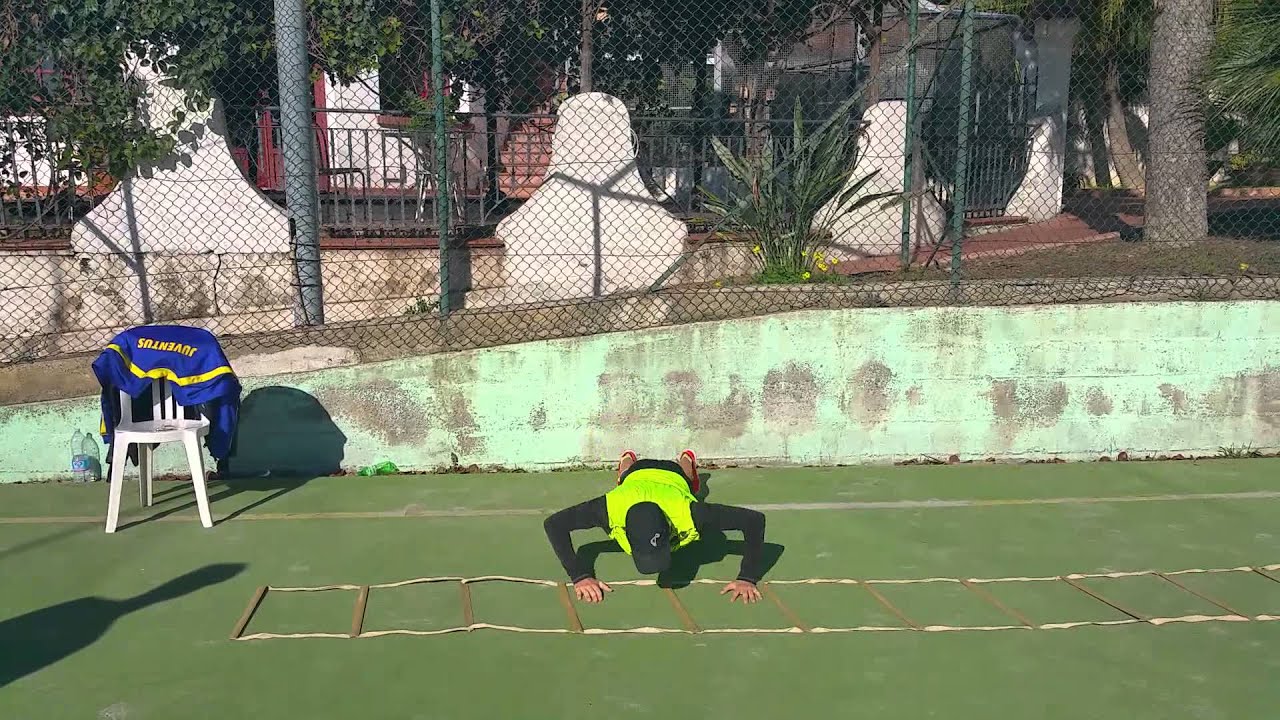 Moving Push ups on agility ladder - YouTube