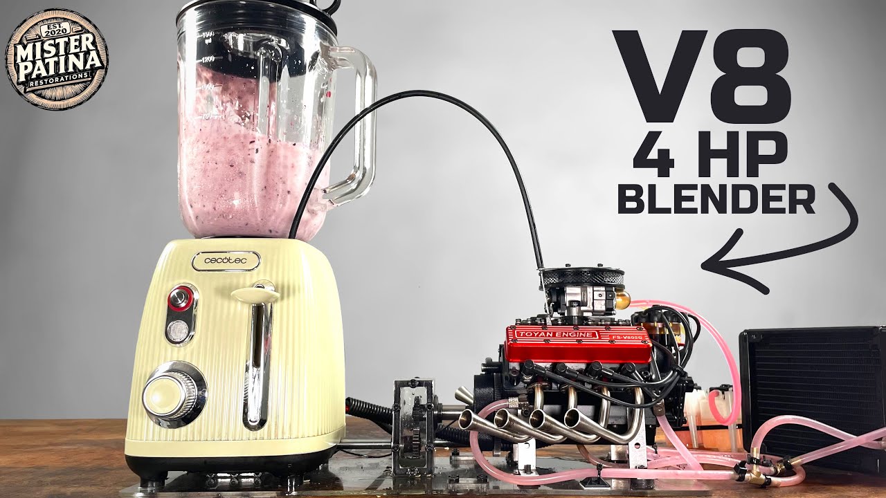 Powering a Blender with a Tiny V8 Engine