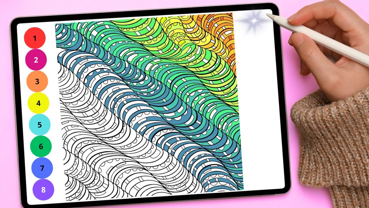 Meditative Wavy Pattern. Coloring Page By Numbers - YouTube