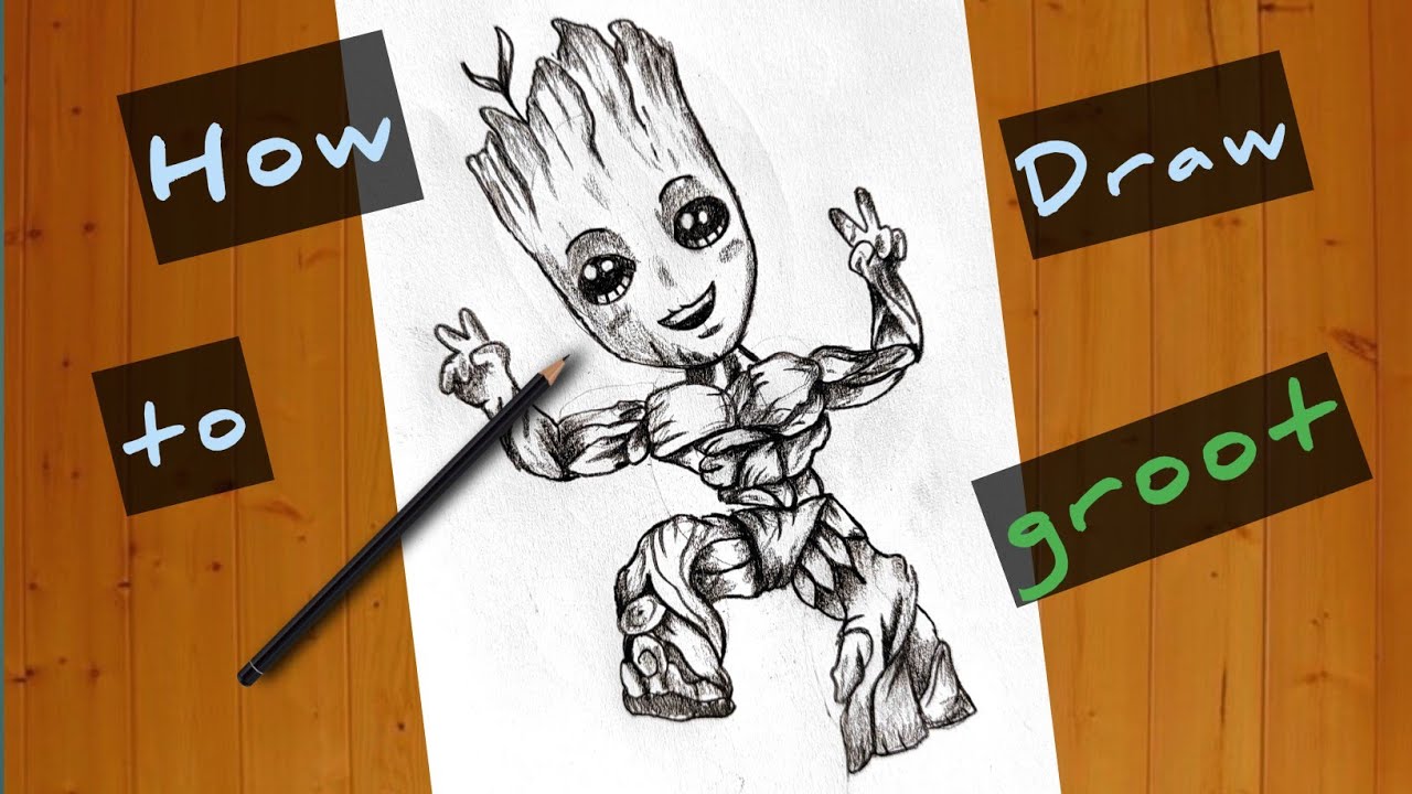 Groot Sketch Drawing | step by step drawing | how to draw groot - YouTube