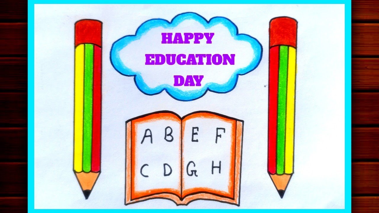 National Education Day Drawing || Education Day Poster Drawing || Happy ...