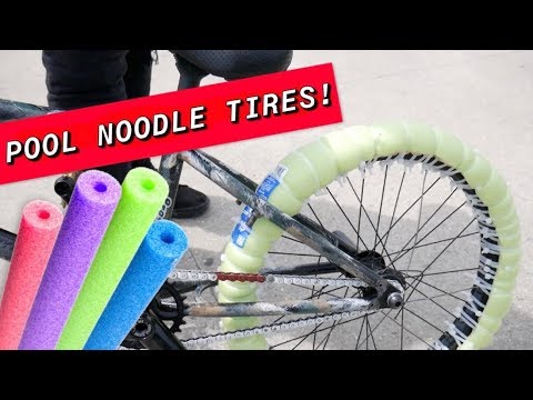 They’re Back!! POOL NOODLE BMX TIRES! v2- (WILL IT RIDE?) - YouTube