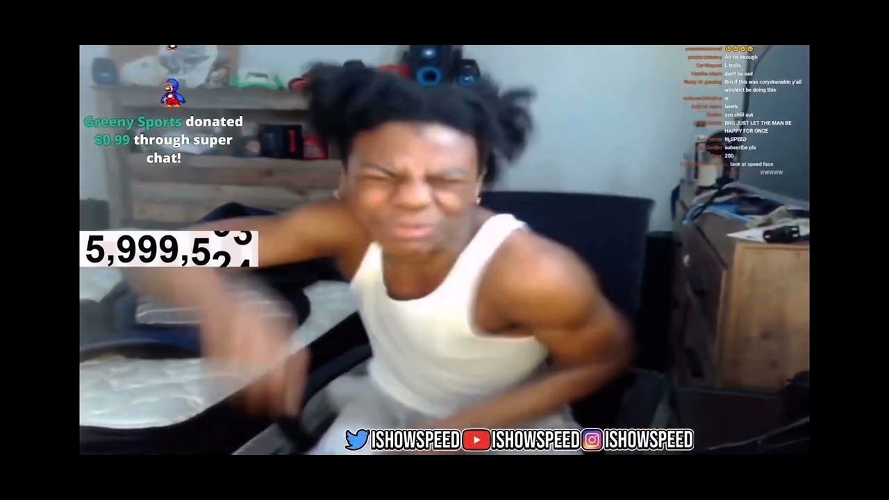 Ishowspeed Pc Falls Down After Losing Subs Youtube