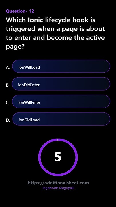 Which Ionic lifecycle hook is triggered when a page is about to enter and become the active page ...