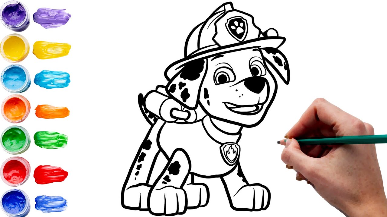 How to Draw Marshall From PAW Patrol : Easy Marshall Drawing Step by ...