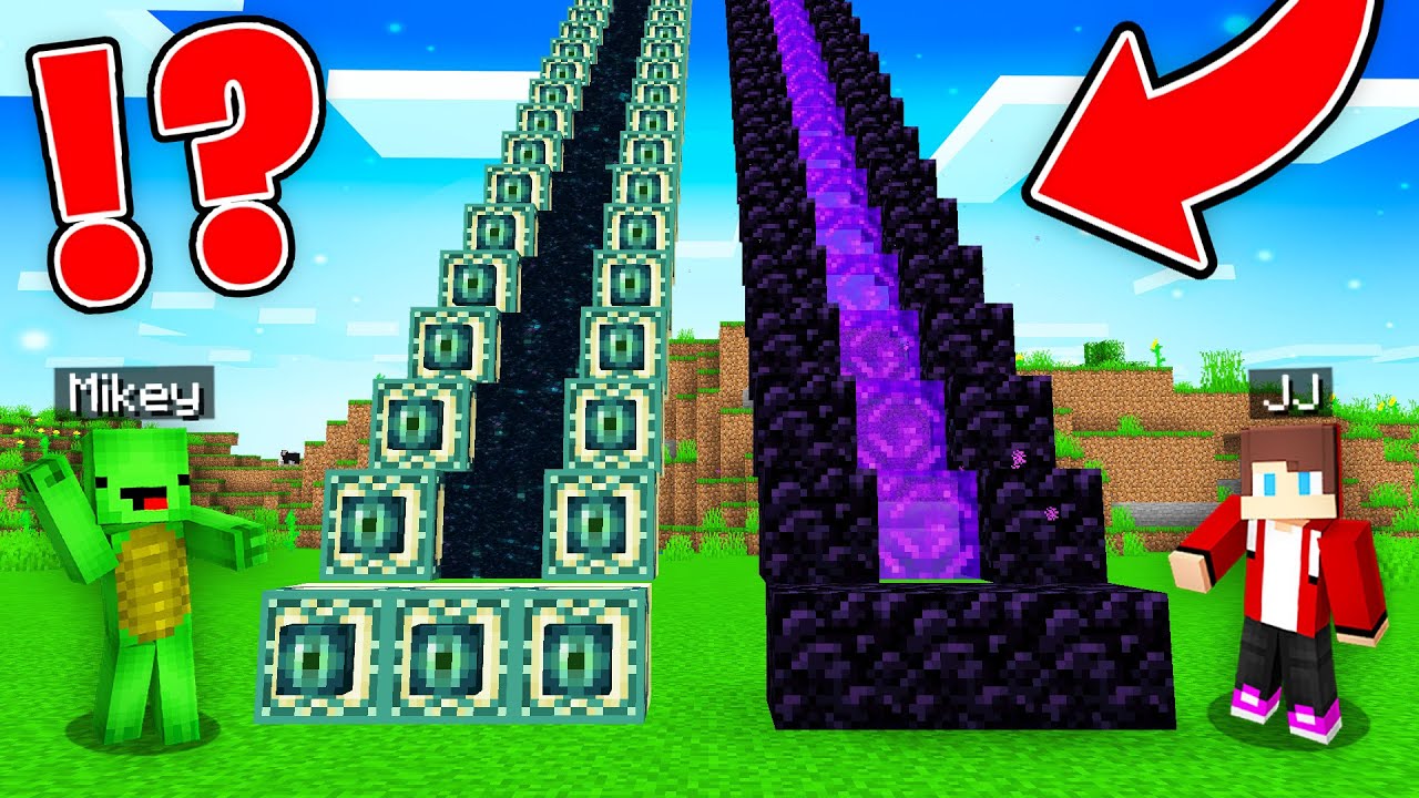 JJ and Mikey Found THE LONGEST PORTAL STARIS : END vs NETHER in Minecraft Maizen! - YouTube