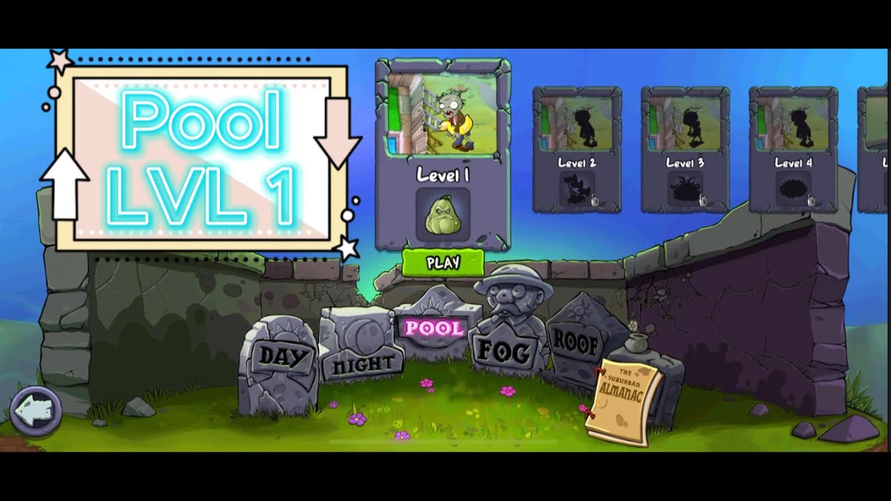Plants vs Zombies - Pool LVL 1 - Walkthrough - YouTube