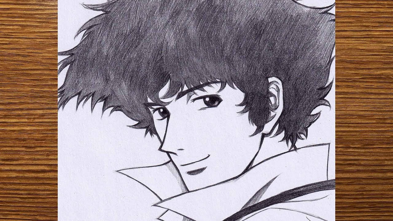 Anime drawing | how to draw Spike Spiegel easy step-by-step - YouTube
