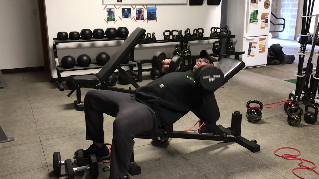 Incline Db bench press drop set (10-10) - YouTube