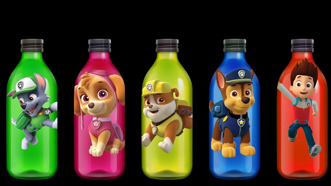 Bottles Paw Patrol Chase Ryder Rubble Skye Colors Learn - YouTube