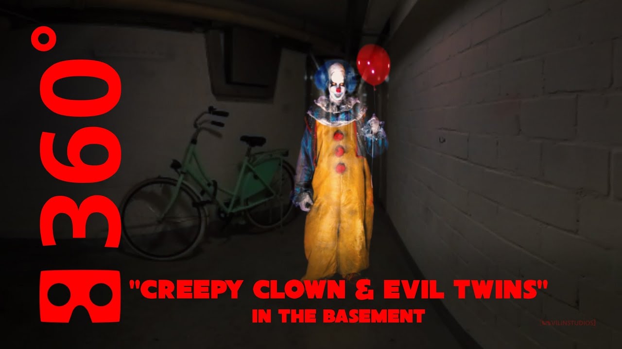 360° VR - Creepy Clown & Evil Twins in the Basement - Vilin360 - YouTube