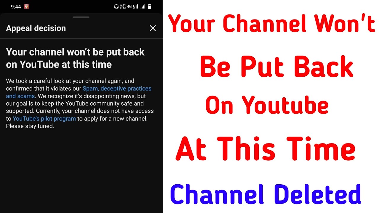 Your channel Won't be put back on YouTube at this time 😭 - YouTube