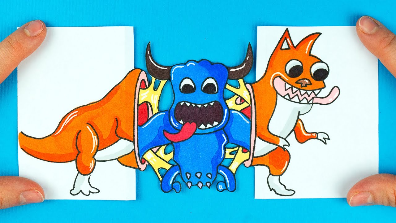 Paper Craft & Drawing new bosses KITTYSAURUS vs SNAPPY COW for fans ...
