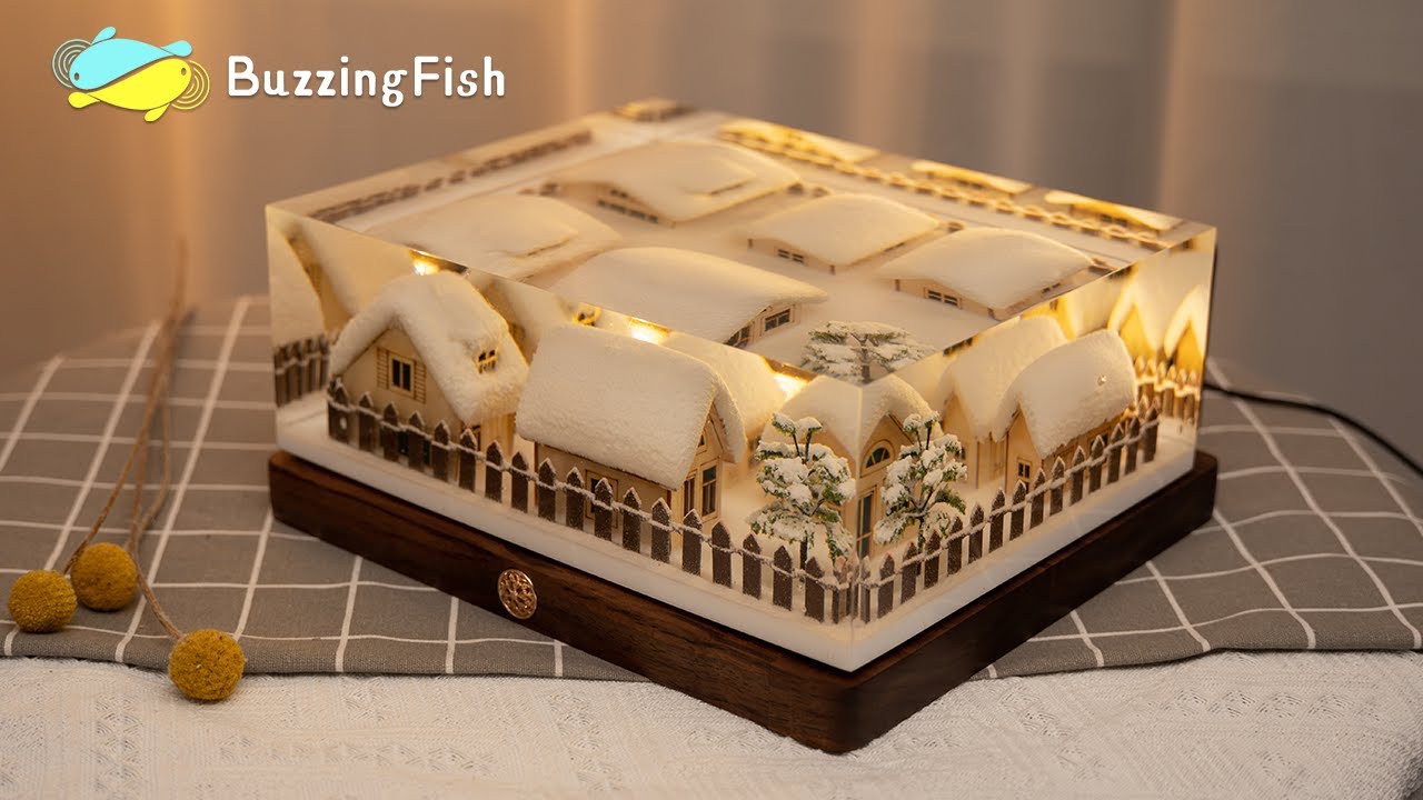 ️ Big night Lamp made of beautiful Snow scene and Resin | Snow Diorama ...