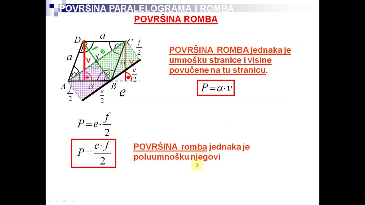 6A PETAK 08 05 Opseg i površina paralelograma i romba - YouTube