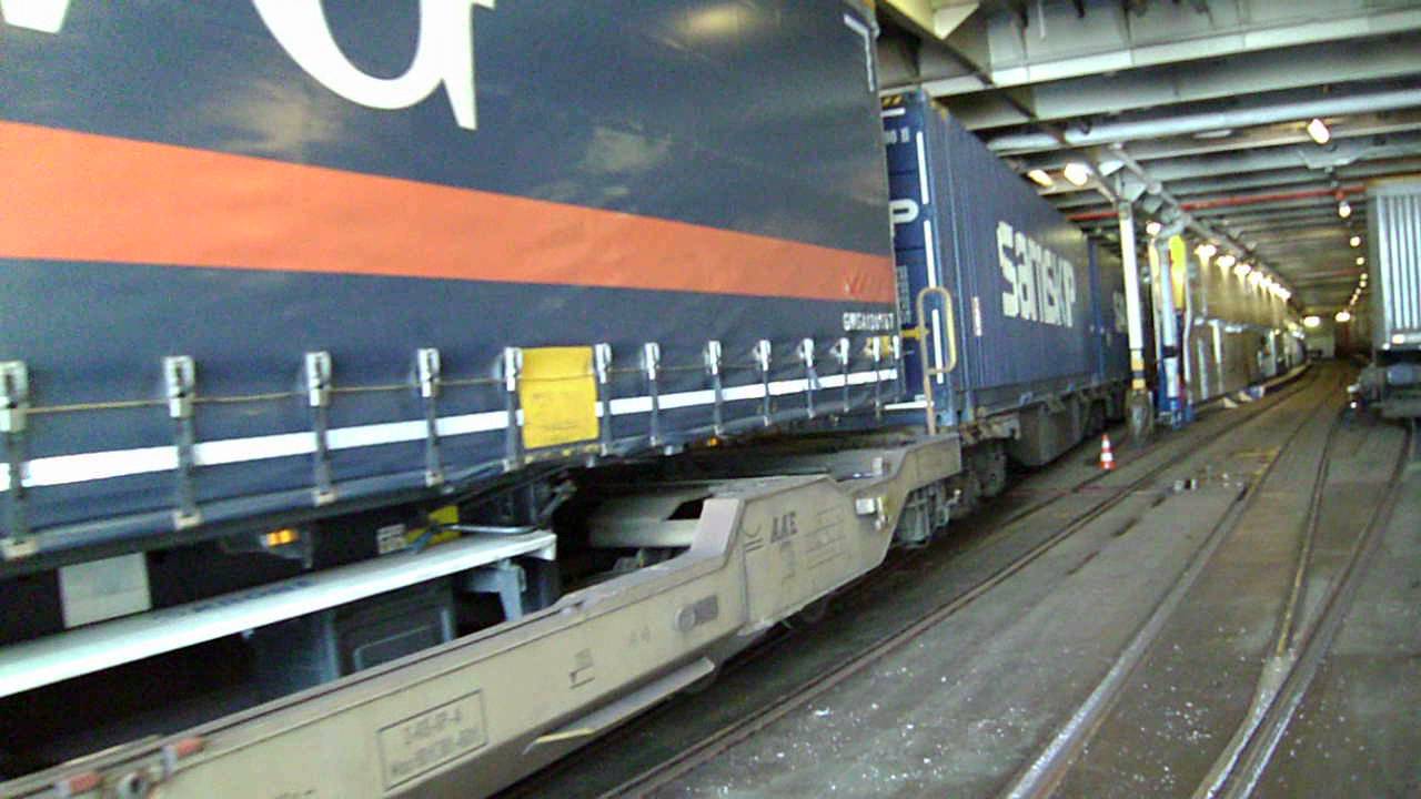 Shunting trailer train onto ferry part 1 - YouTube