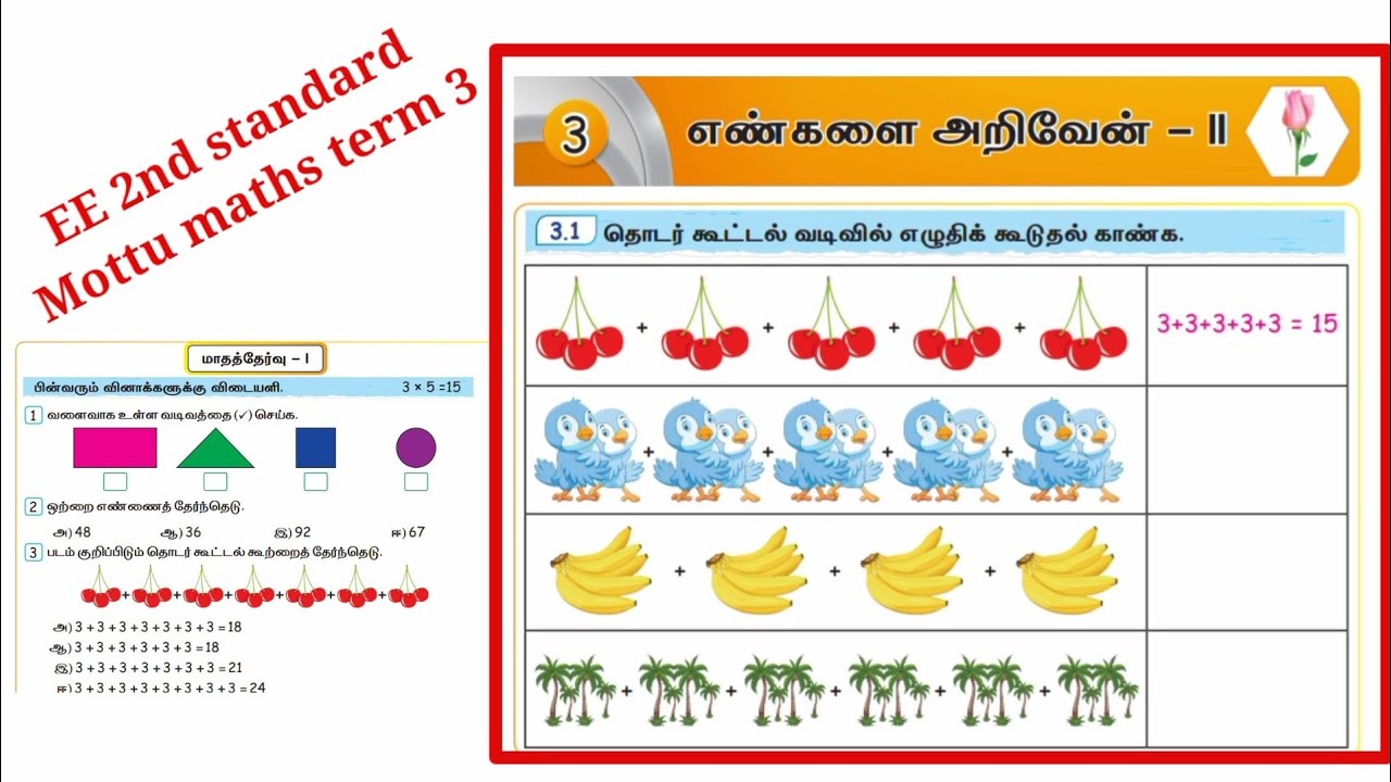 EE 2nd standard Mottu maths term 3 work book answers unit 3 எண்களை அறிவேன் 2 - YouTube