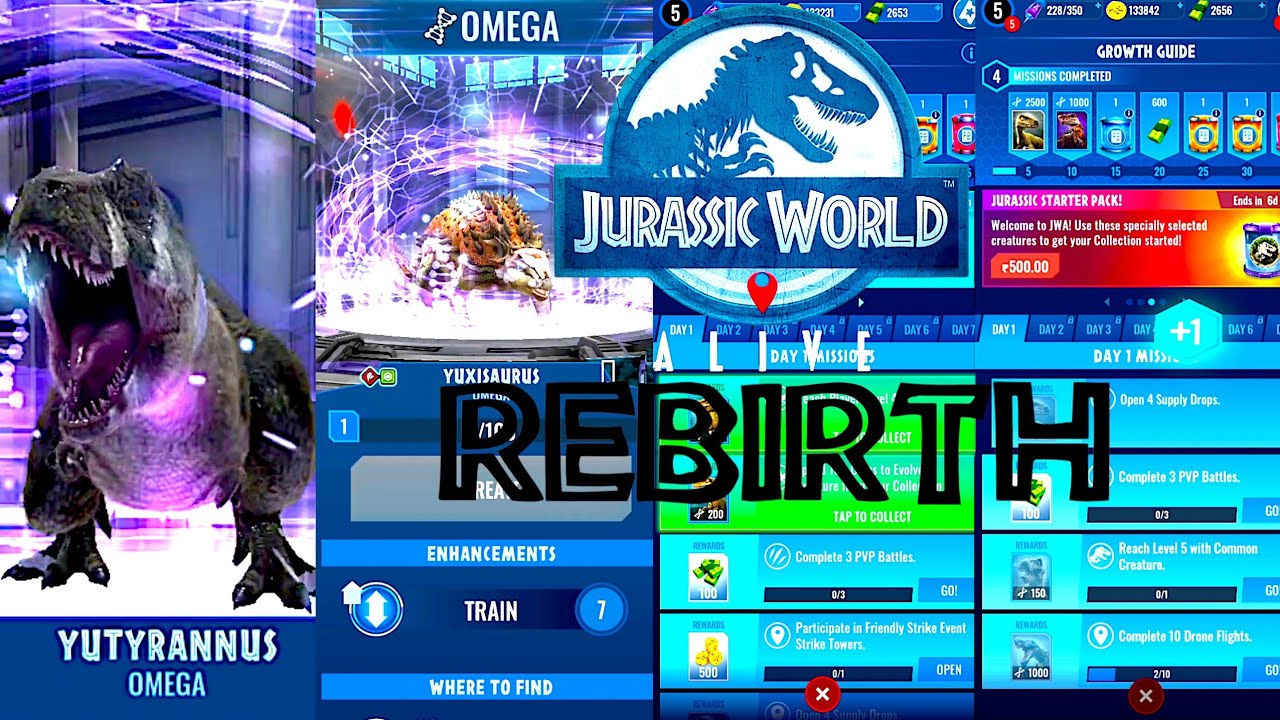 JURASSIC WORLD ALIVE REBIRTH - UNLOCKED MANY DINOSAURS & GROWTH GUIDE ...
