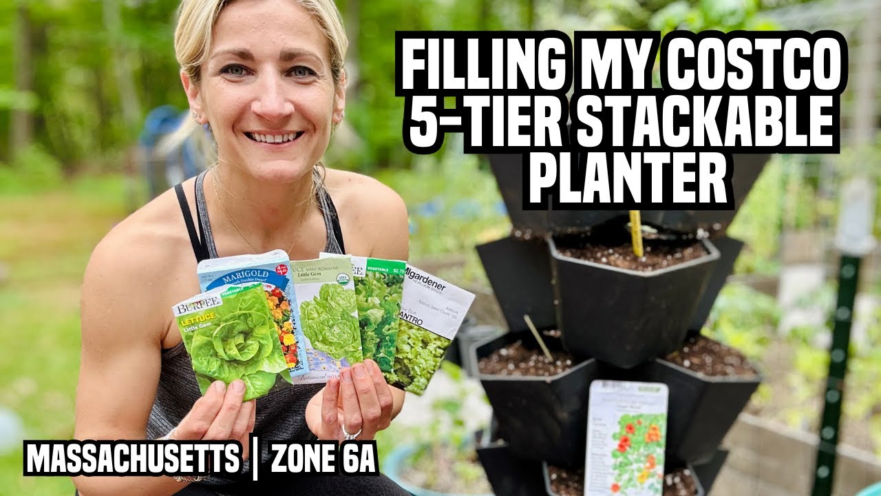 Filling My Costco 5-Tier Stackable Planter | Tomatoes, Basil, Lettuce ...
