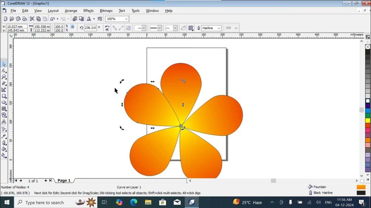 Corel draw me flower kaise banaye | flower design in coreldraw | shape ka use kar flower design ...