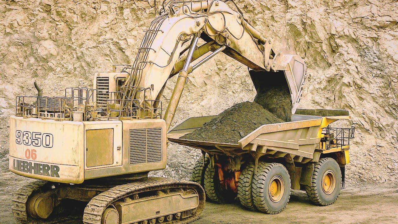 Electric Mining Shovel Loading BelAZ Dump Trucks | Extreme Heavy ...