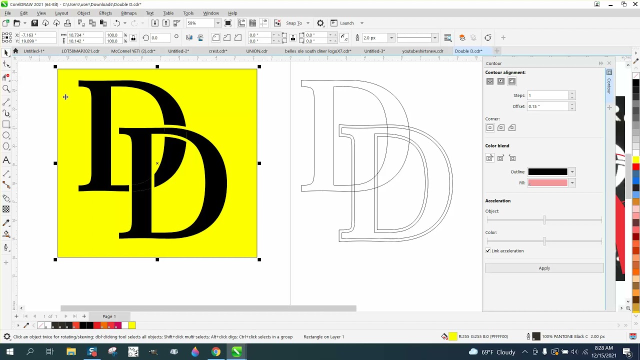 Corel Draw Tips & Tricks Letter on top of a Letter overlap - YouTube