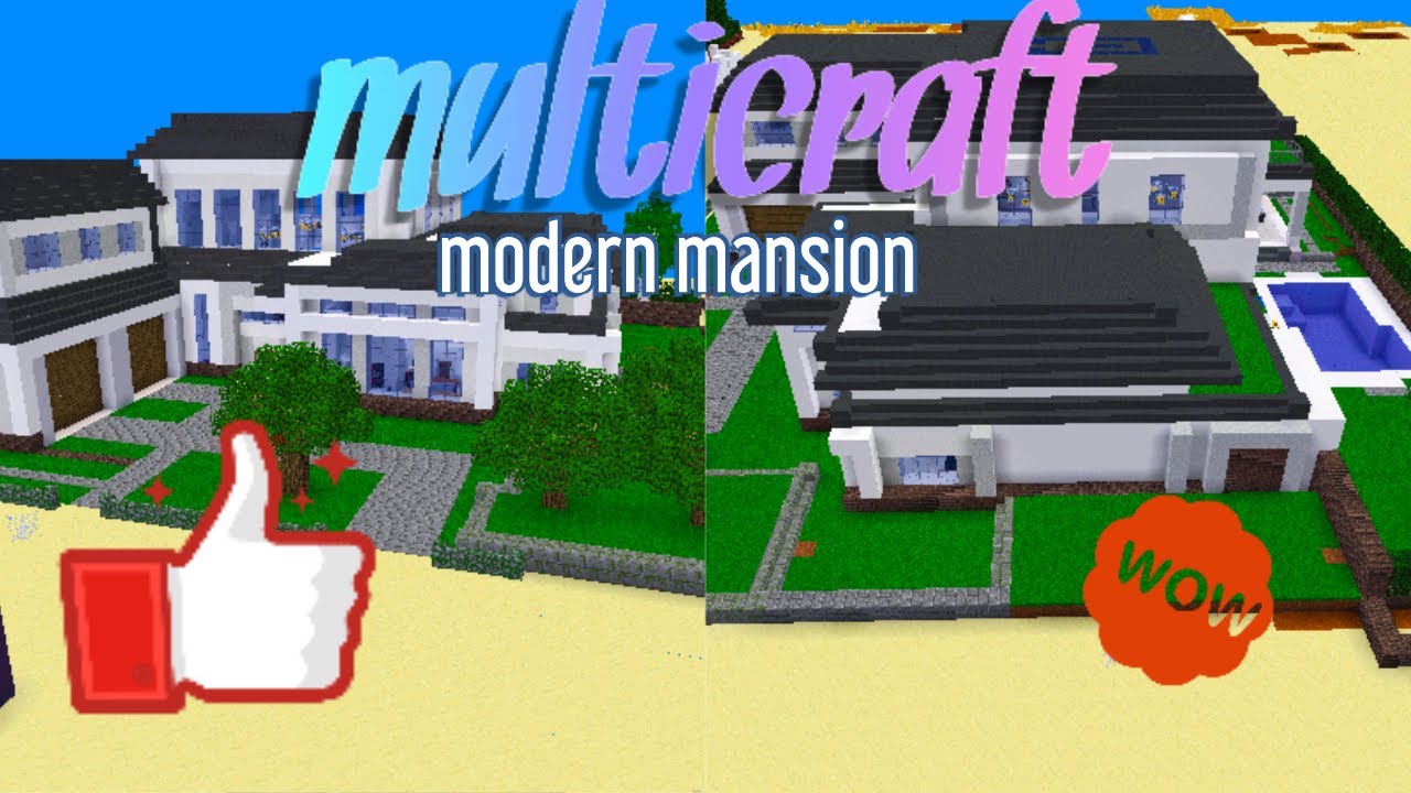 How I built my modern masion||multicraft build hacks/Review Multicraft ...