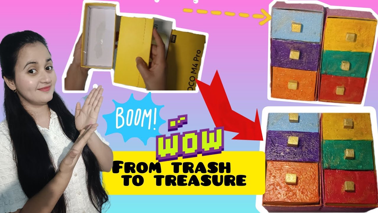From trash to treasure 🤩🤩😍😱 || old box reuse idea || phone box ...