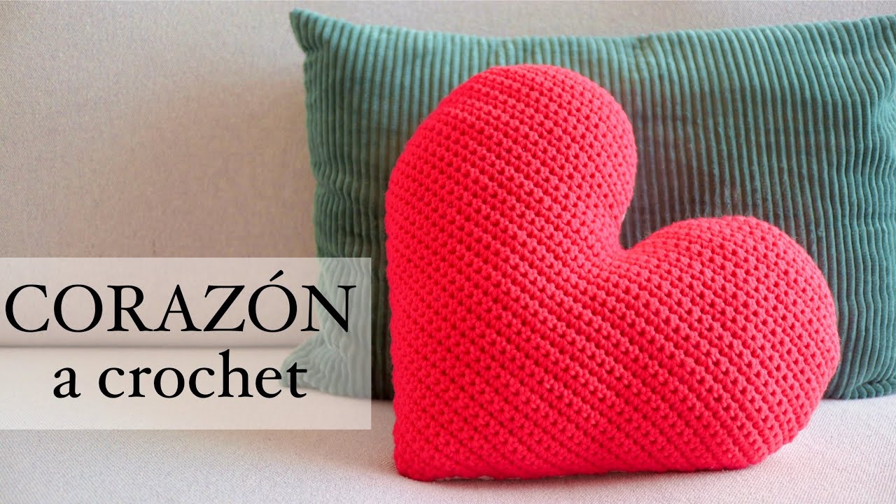 TEJER CORAZÓN A CROCHET / COJÍN - YouTube