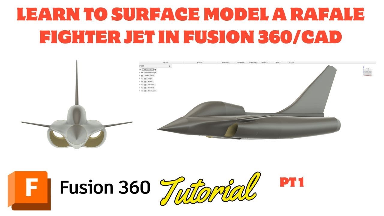 Easy way to surface model a Dassault Rafale fighter jet in CAD/Fusion ...