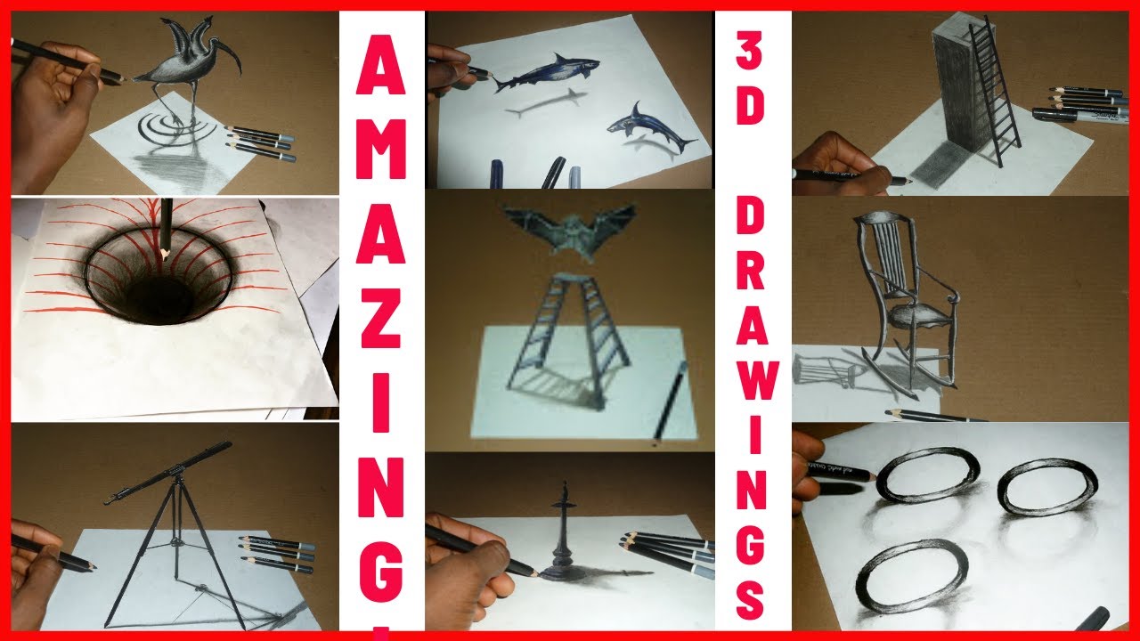 HOW TO DRAW 3D DRAWINGS ON PAPER 3d art on paper easy trick - YouTube