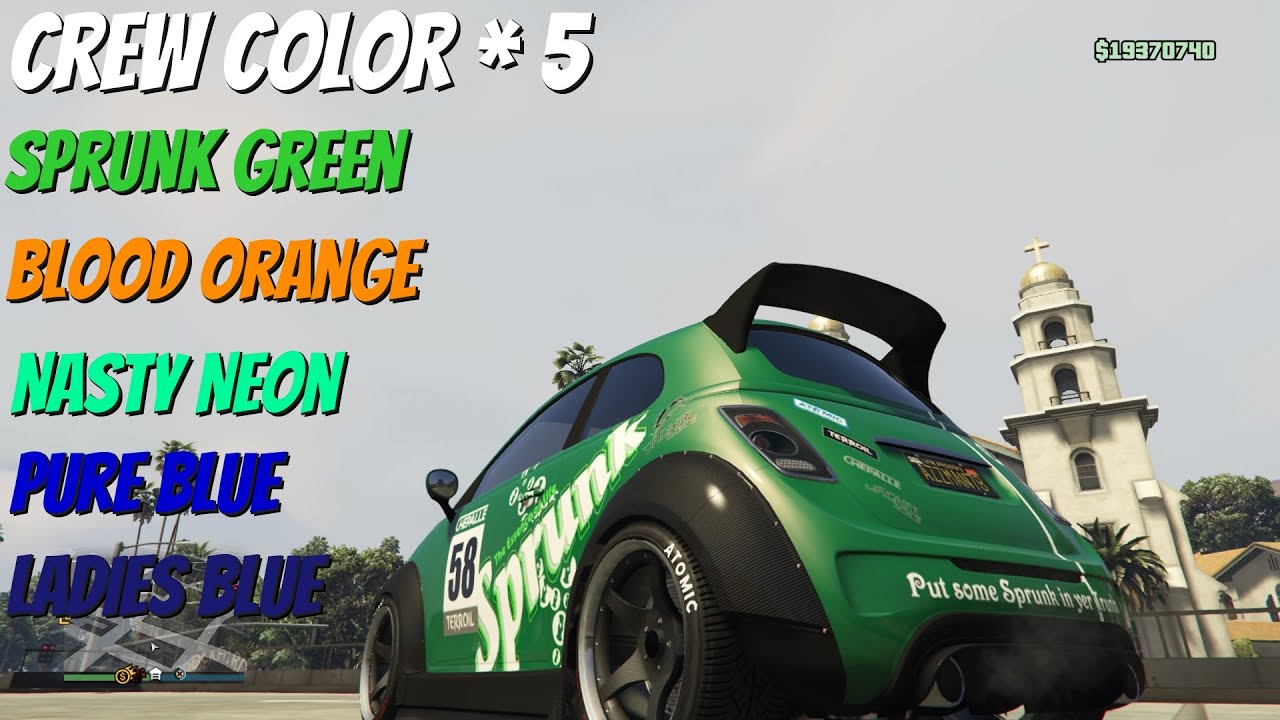 GTA 5 Online Modded Colors: Sprunk Green, Neon Blue, Blood Orange and ...