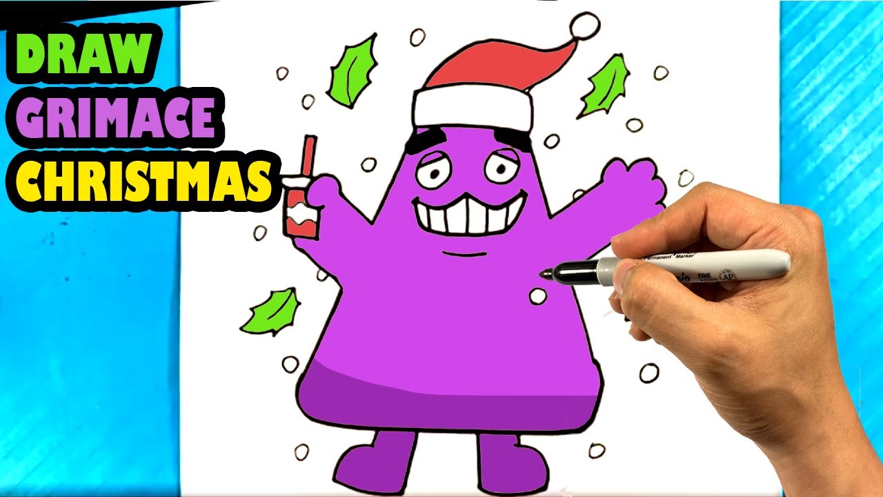 EASY How to Draw GRIMACE SHAKE CHRISTMAS - YouTube